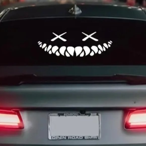 Design | 1pc Demon Smiling Face Car Sticker Rear Windshield Car Sticker ...